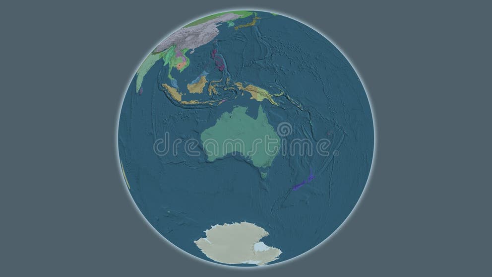 Globe Centered on Australia. Administrative Map Stock Illustration ...