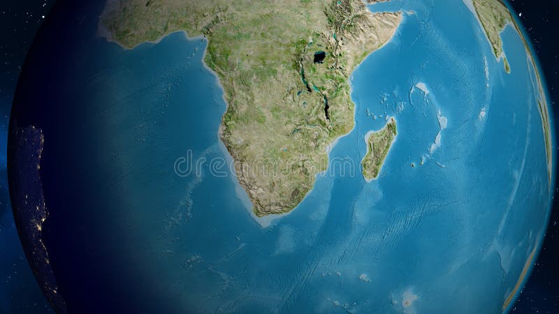 Globe Centered on Botswana Neighborhood. Satellite Map Stock ...