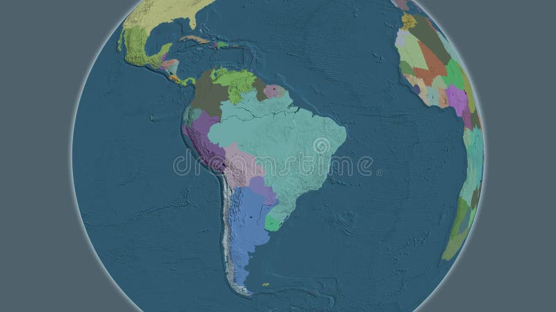 Globe Centered on Brazil. Administrative Map Stock Illustration ...