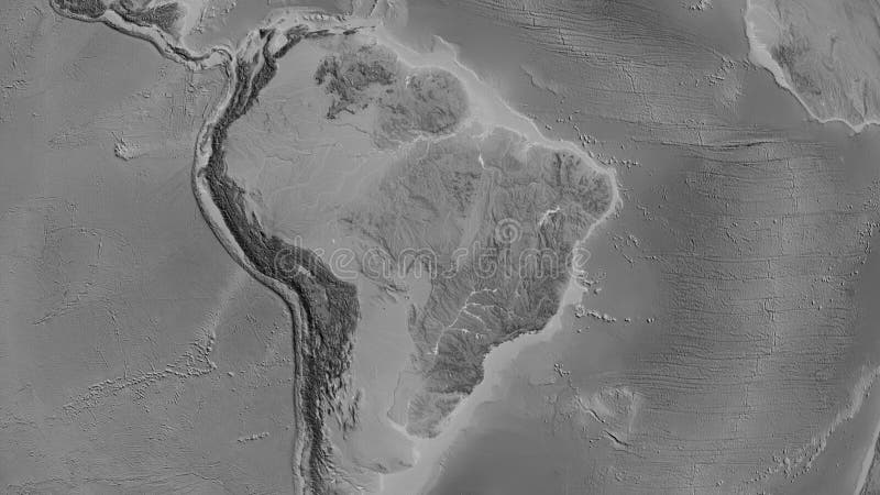 Globe Centered on Brazil Neighborhood. Grayscale Map Stock Illustration ...