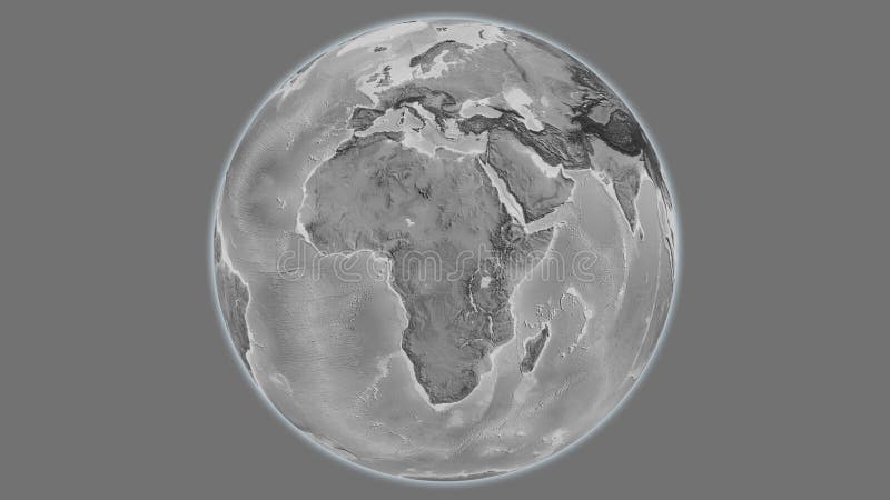 Globe Centered on Central African Republic. Grayscale Map Stock ...