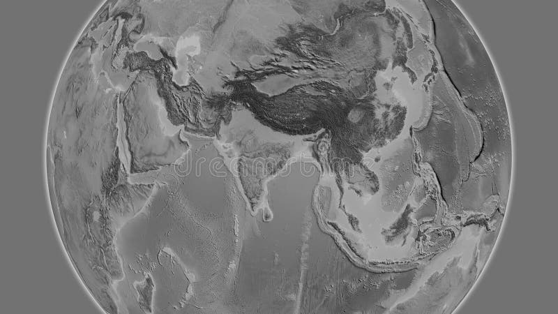 Globe Centered on India. Grayscale Map Stock Illustration ...