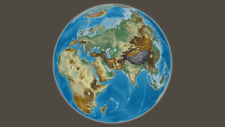 Globe Centered on Iran. Relief Map Stock Illustration - Illustration of ...