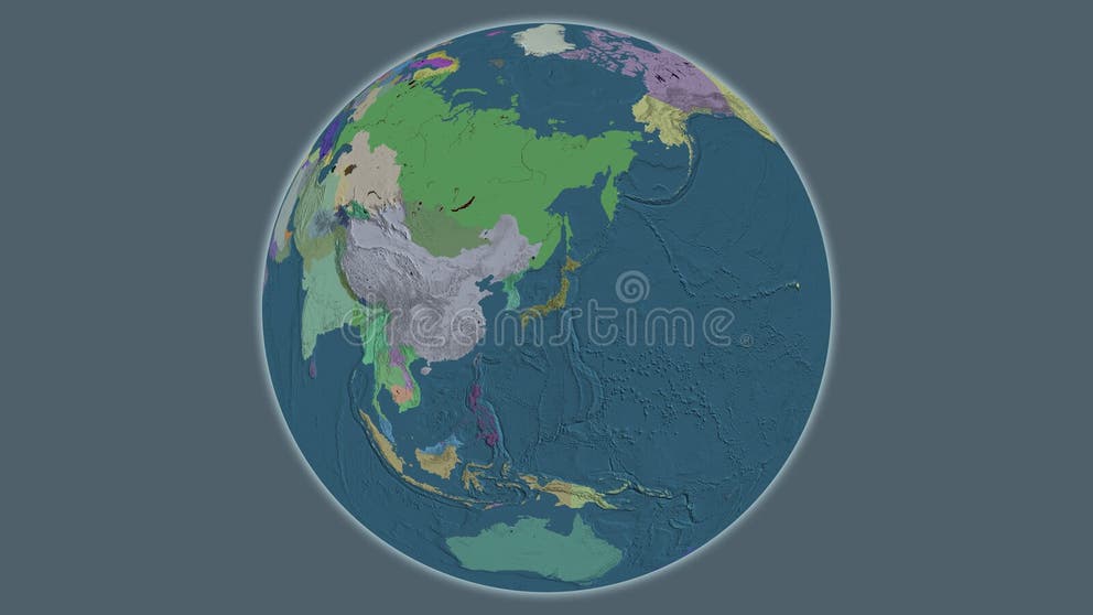 Globe Centered on Japan. Administrative Map Stock Illustration ...