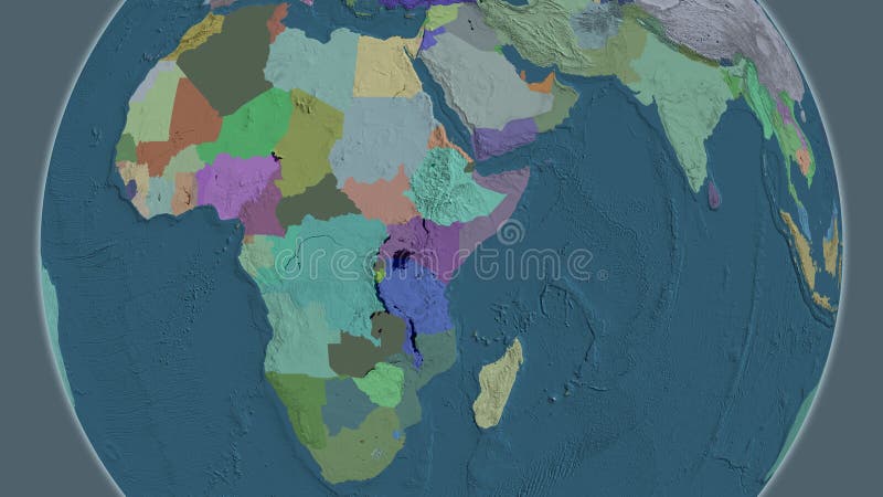 Globe Centered on Kenya. Administrative Map Stock Illustration ...