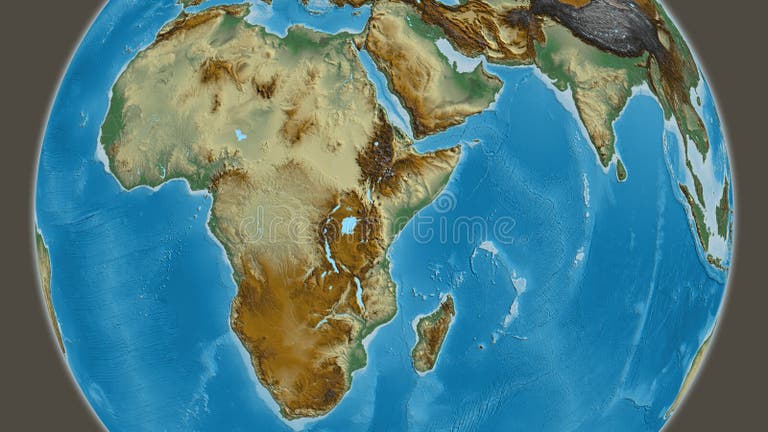 Globe Centered on Kenya. Relief Map Stock Illustration - Illustration ...
