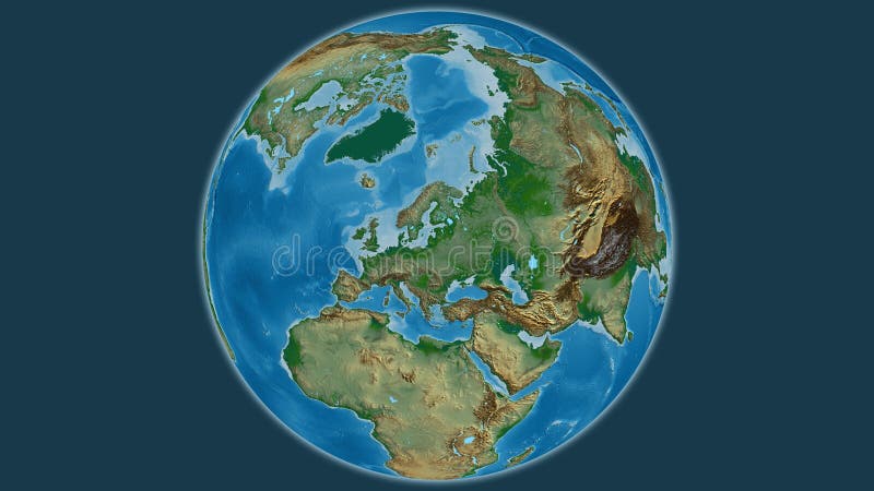 Globe Centered on Lithuania. Physical Map Stock Illustration ...