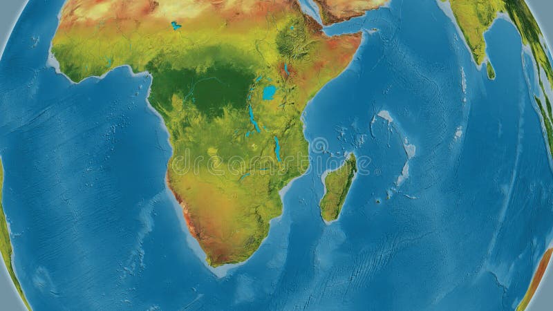 Globe Centered on Malawi. Topographic Map Stock Illustration ...