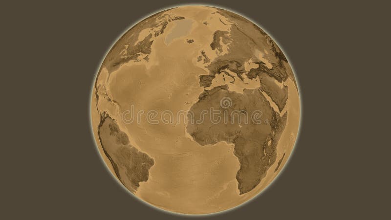 Globe Centered on Western Sahara. Sepia Elevation Map Stock ...