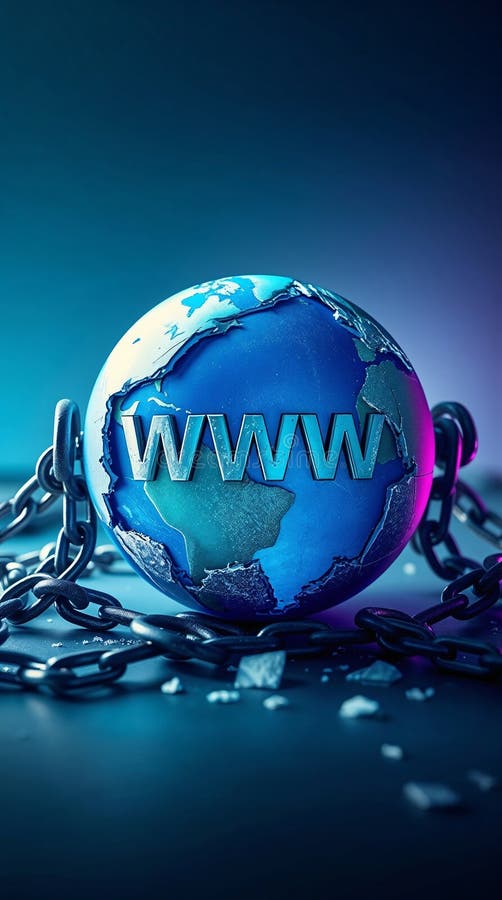 Globe with Central Www Surrounded by Broken Chains, Symbolizing ...