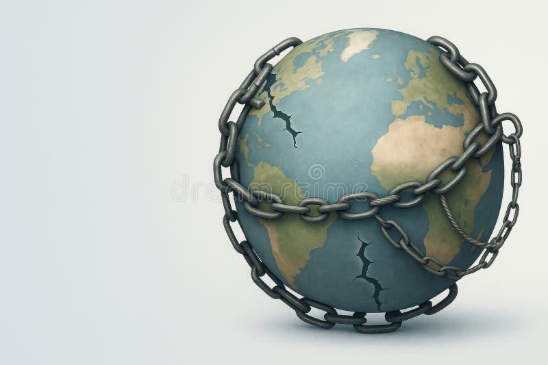 The Globe in Chains with Cracks As a Symbol of Limitations. Stock Image ...