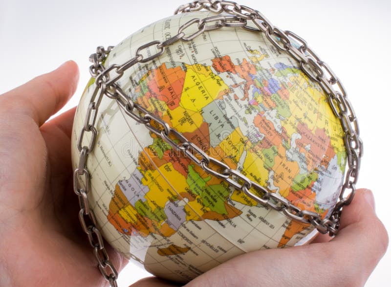 Globe in chains stock image. Image of security, dependant - 120258869