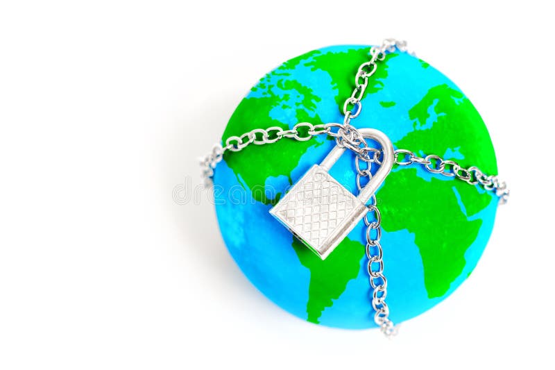Globe in Chains Secured with a Padlock Stock Photo - Image of firewall ...