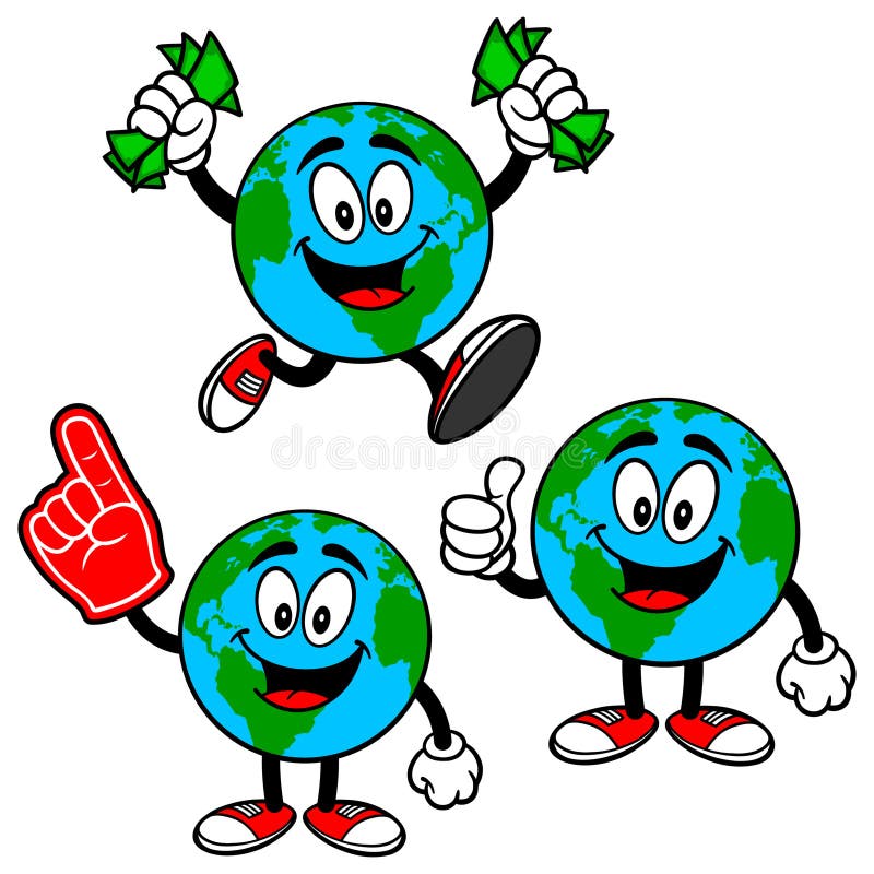 Globe Character Mascot Set 03 Stock Illustration - Illustration of ...