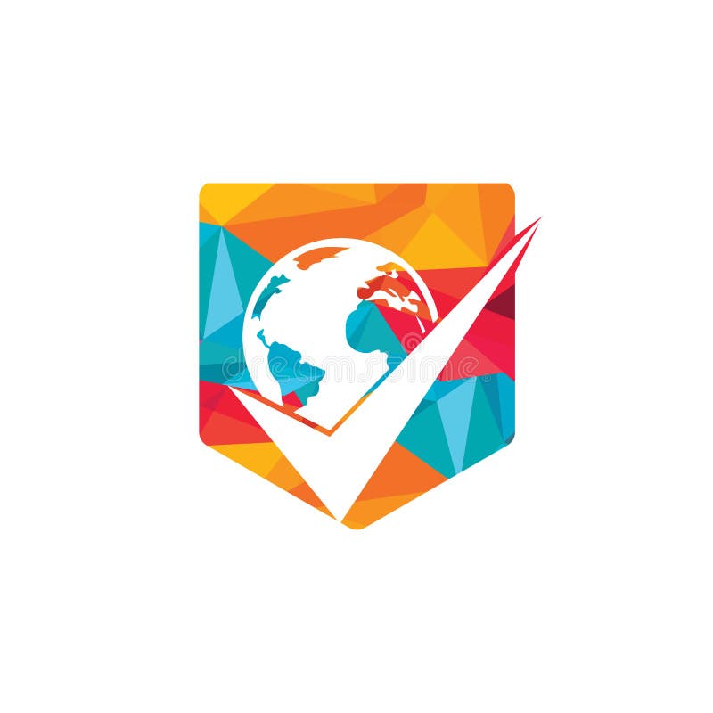 Globe Check Mark Icon in Comic Style. World Approval Cartoon Vector ...