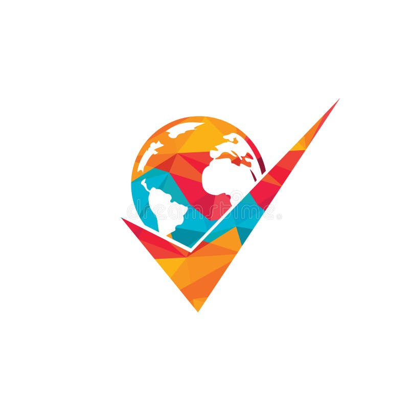 Globe Check Vector Logo Design. Stock Vector - Illustration of ...