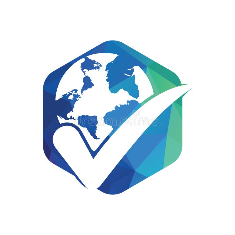 Globe Check Vector Logo Design. Stock Vector - Illustration of network ...