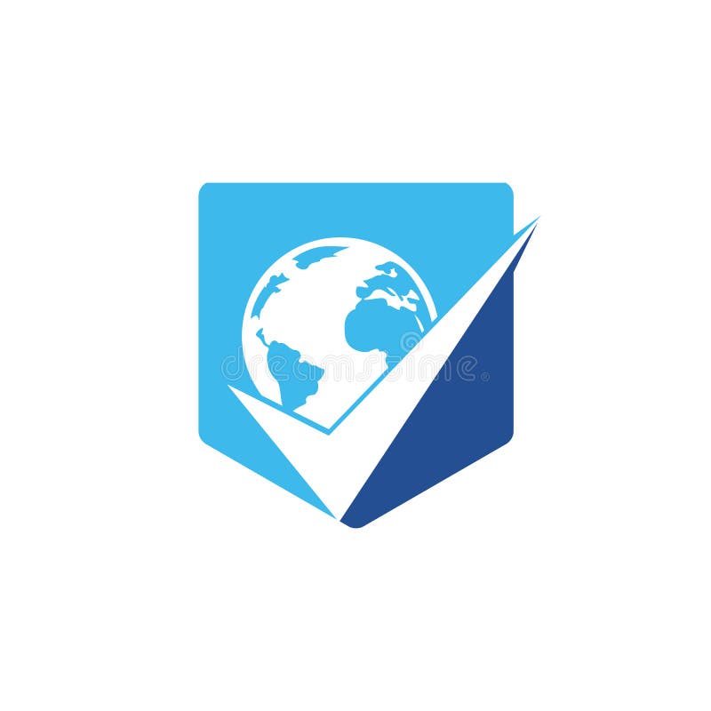 Globe Check Vector Logo Design. Stock Vector - Illustration of design ...