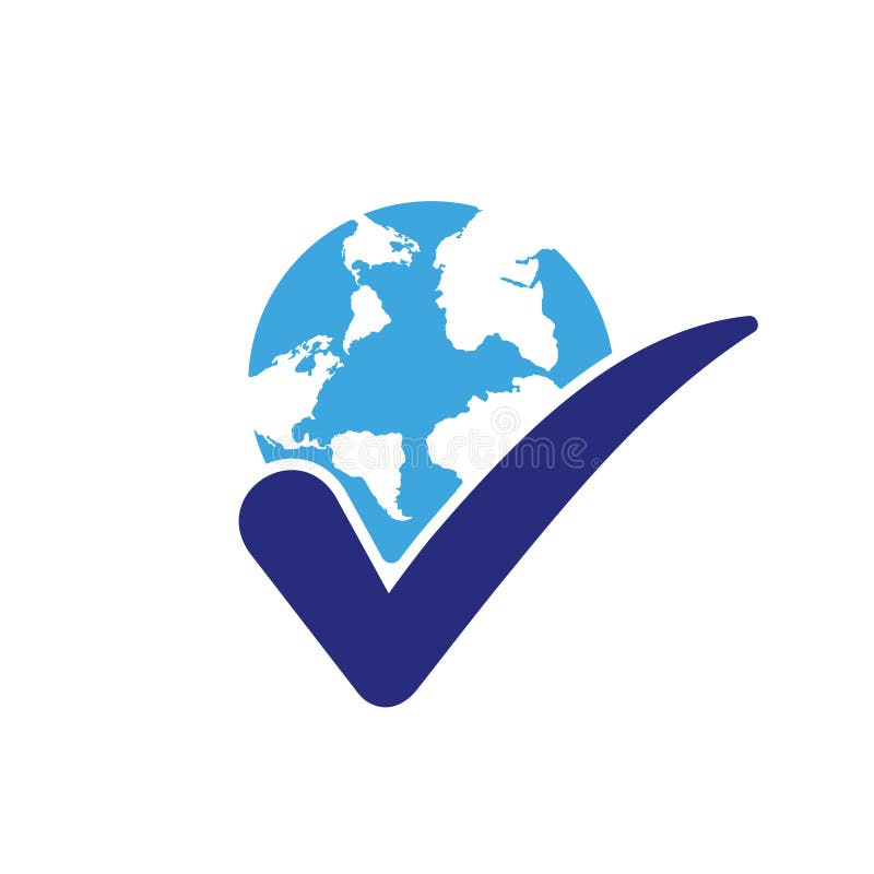 Globe Check Vector Logo Design. Stock Vector - Illustration of abstract ...