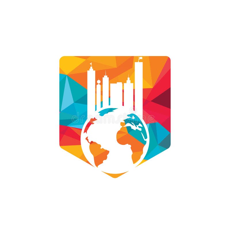 Globe City Vector Logo Design Concept. Globe and Building Logo Design ...
