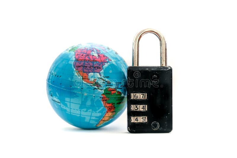 Globe with Combination Lock Stock Image - Image of continent, transport ...