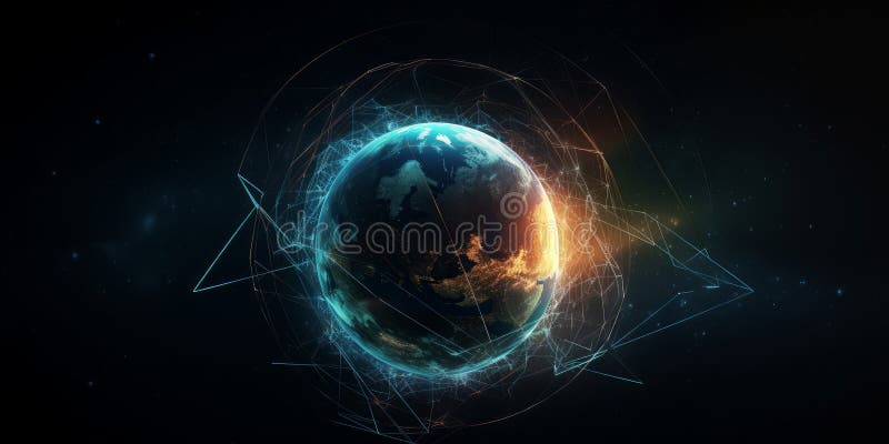 Globe with Communications Satellite Connections Stock Illustration ...