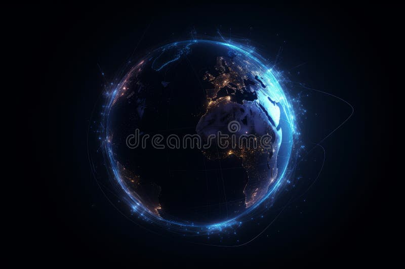 Globe with Communications Satellite Connections Stock Illustration ...