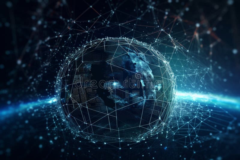 Globe with Communications Satellite Connections. Science. Big Data. AI ...