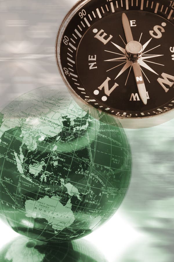 Directional Compass and Pencil Over Map Stock Image - Image of maps ...