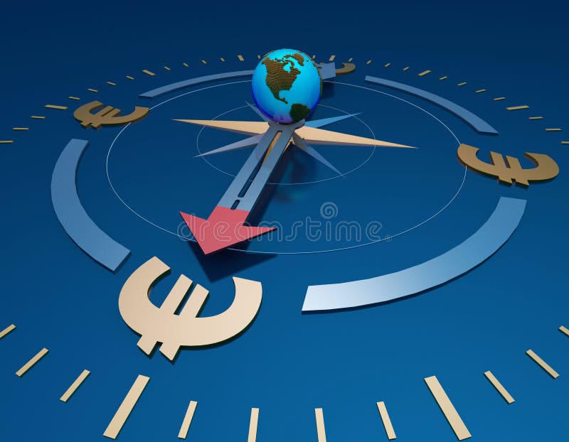 Globe and Compass Euro Currency Symbol, Global Economic Development and ...