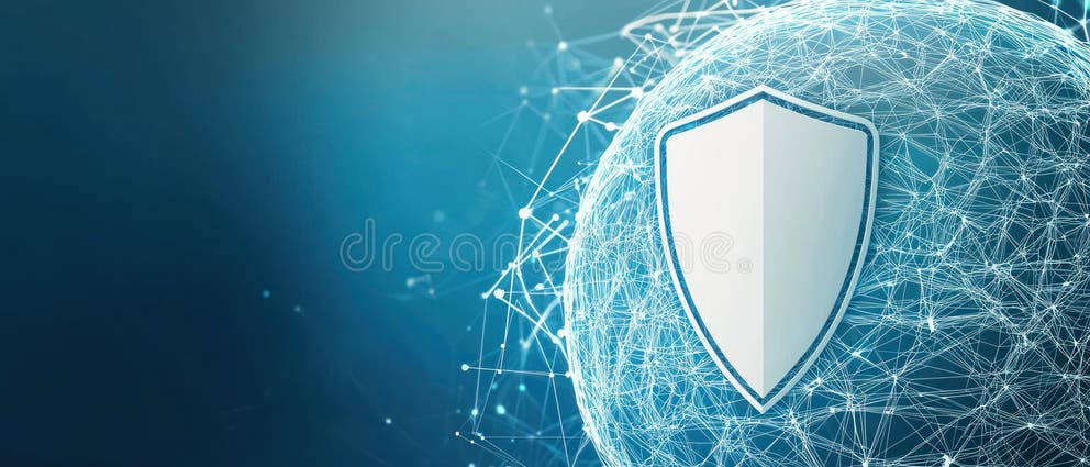 Globe Composed of Data Points with Shield Overlay for Data Security ...