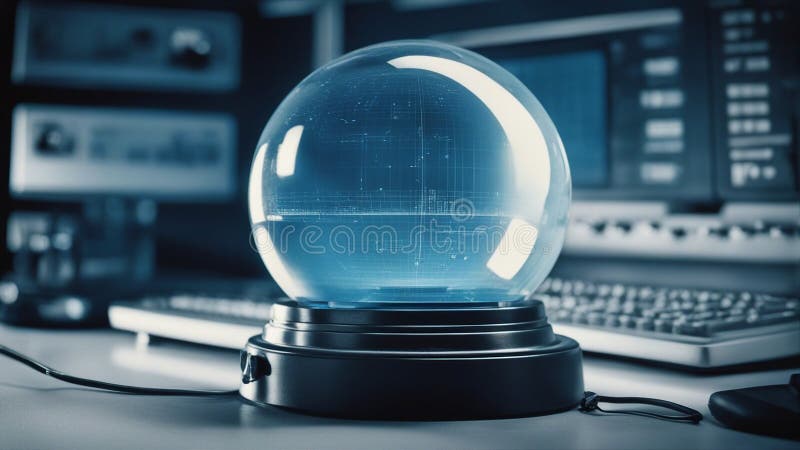 Globe on Computer Keyboard a Futuristic and Technological Crystal Ball ...