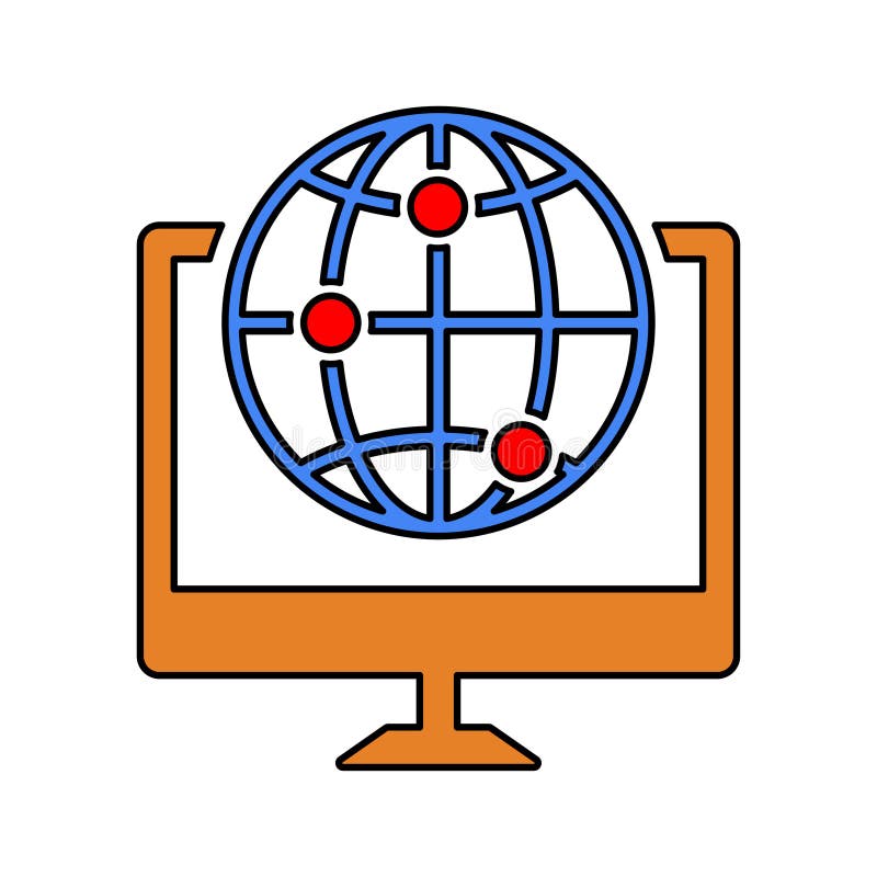 Globe Computer Logo Icon Design Stock Vector - Illustration of global ...