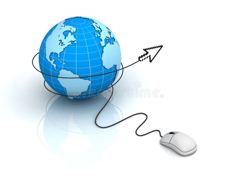 Computer Mouse Connected To a Globe. Stock Illustration - Illustration ...