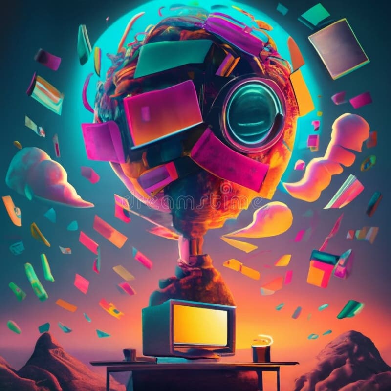 Globe with a Computer on Top of it Stock Illustration - Illustration of ...