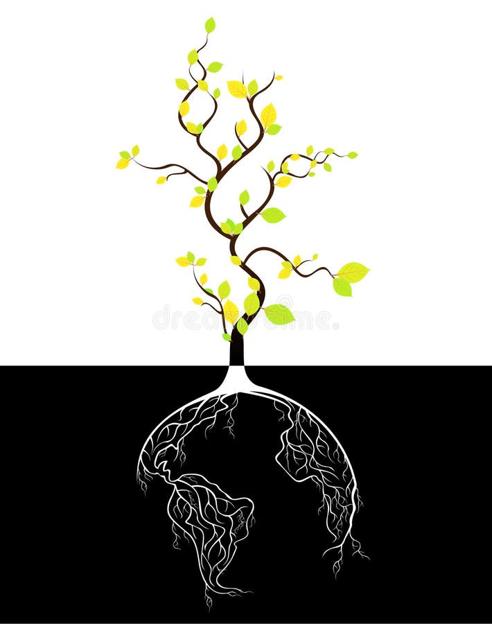 Globe concept tree roots stock illustration. Illustration of ...