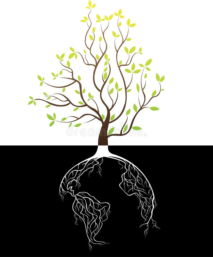 Globe concept tree roots stock illustration. Illustration of ocean ...