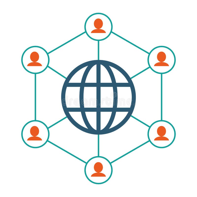 Globe Connected Community Communication Pictogram Stock Vector ...