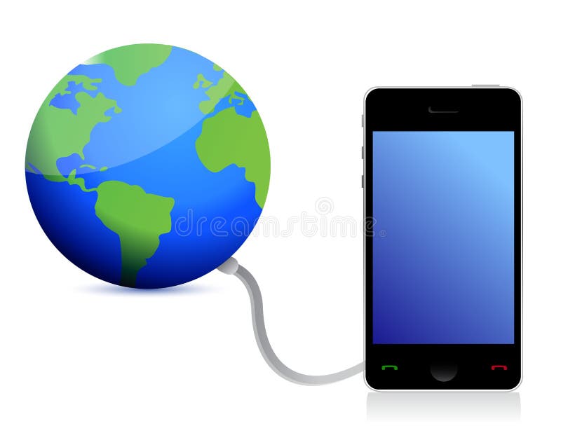 Phone and globe wifi stock illustration. Illustration of earth - 28014588