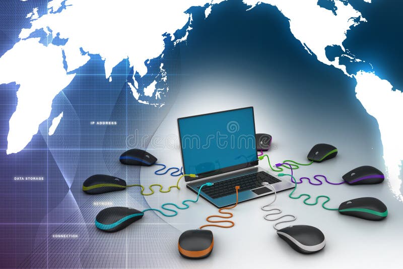 Globe Connecting with Computer Mouse Stock Illustration - Illustration ...