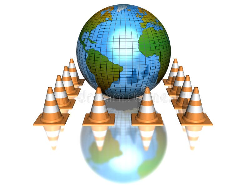 Globe and Construction Cones Stock Illustration - Illustration of ...