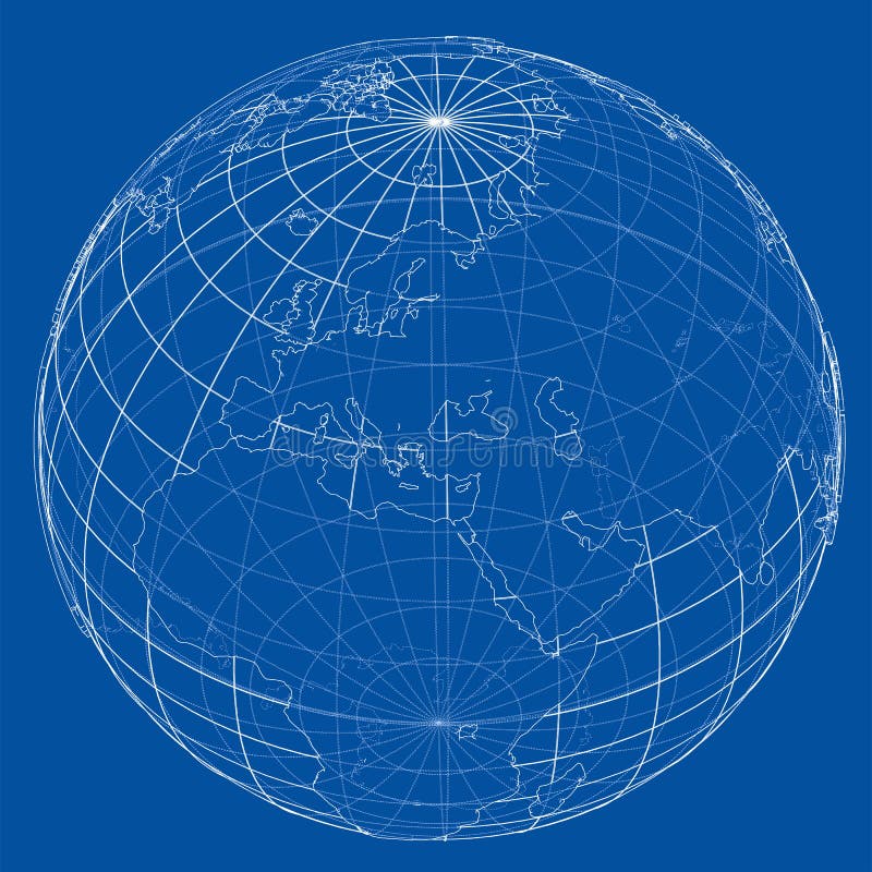 Globe Contour. Vector Rendering of 3d Stock Vector - Illustration of ...