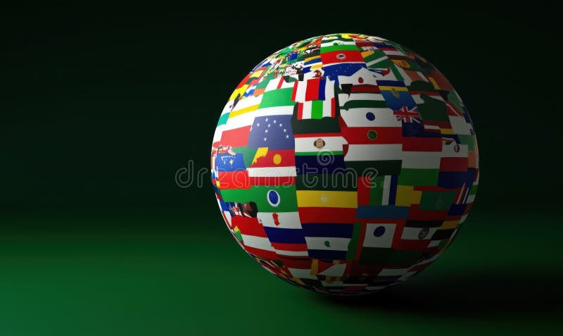 Globe Covered with Flags Representing Various Countries, Showcasing ...