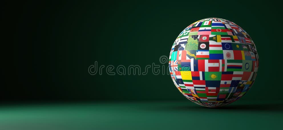 Globe Covered with Flags Representing Various Countries, Showcasing ...