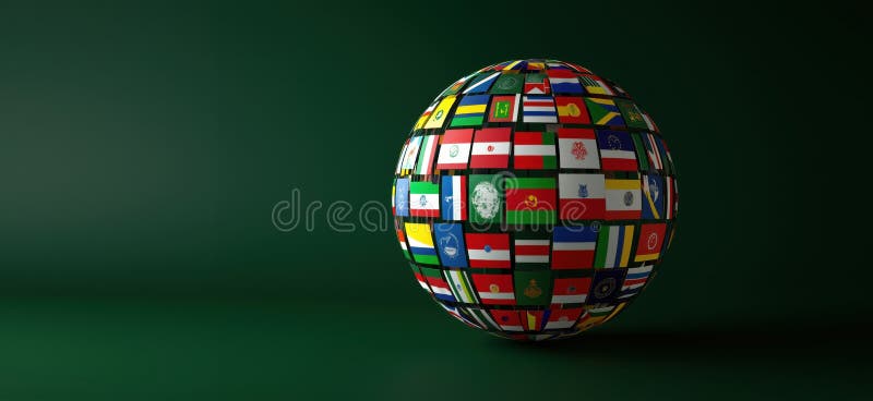 Globe Covered with Flags Representing Various Countries, Vibrant Colors ...