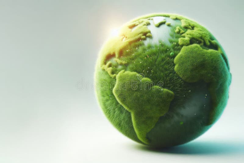A Globe Covered with Grass, Symbolizing Ecology. Space for Text. Stock ...