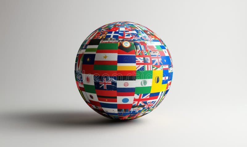 Globe Covered in International Flags Representing Global Unity and ...