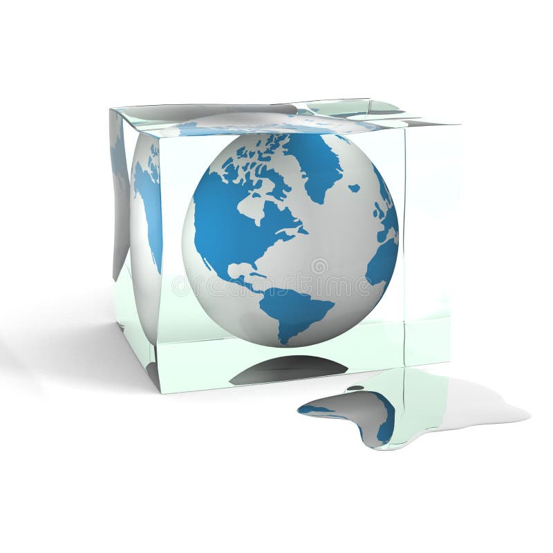 Globe in a cube of an ice. stock illustration. Illustration of eternity ...