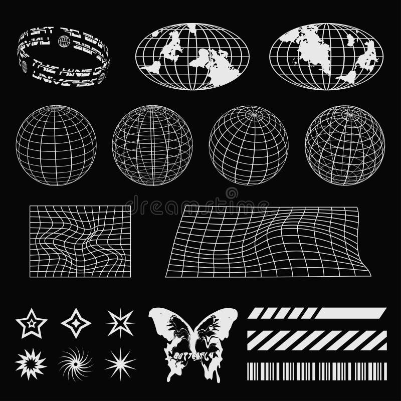Globe 3D Wireframe Graphics Globe Grid Spheres Street Wear Stock Vector ...