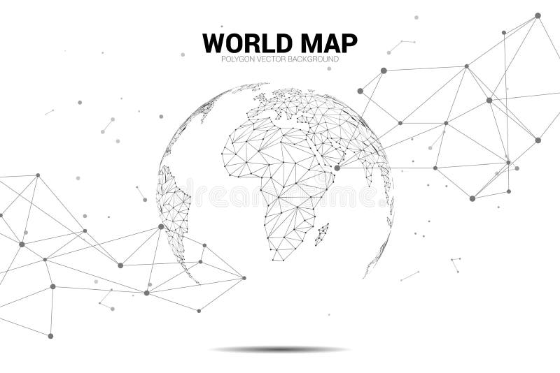 Globe 3D World Map Wireframe Dot Connect Line Polygon : Concept of ...